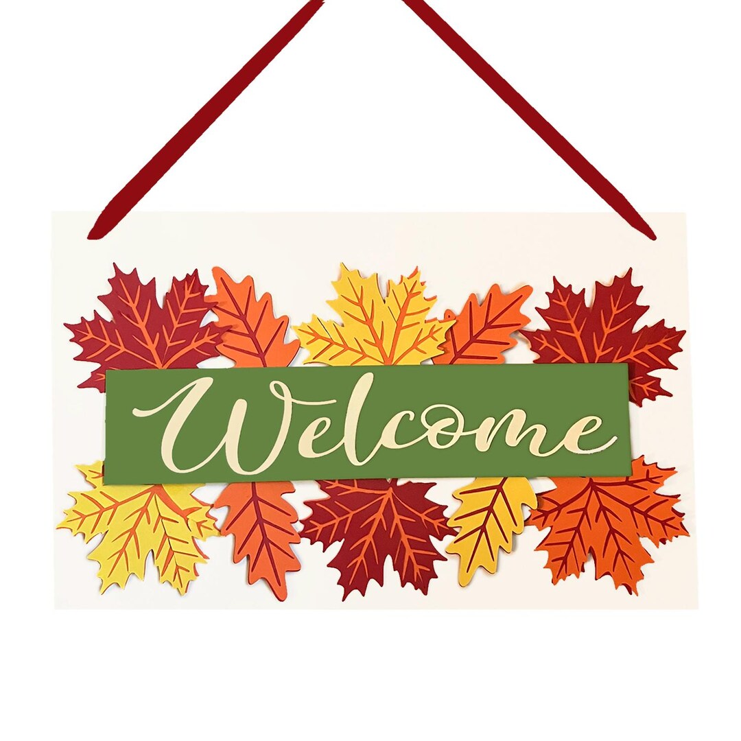 Autumn Leaf Welcome Sign SVG: DIY Fall Door Decor - Etsy