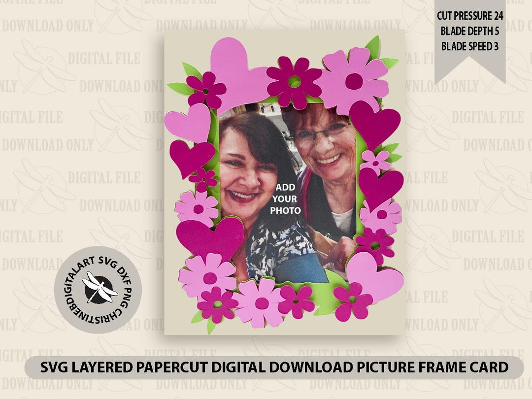 Floral Frame Card, SVG, Paper Cut, Card 5x7, Picture Frame, Floral ...