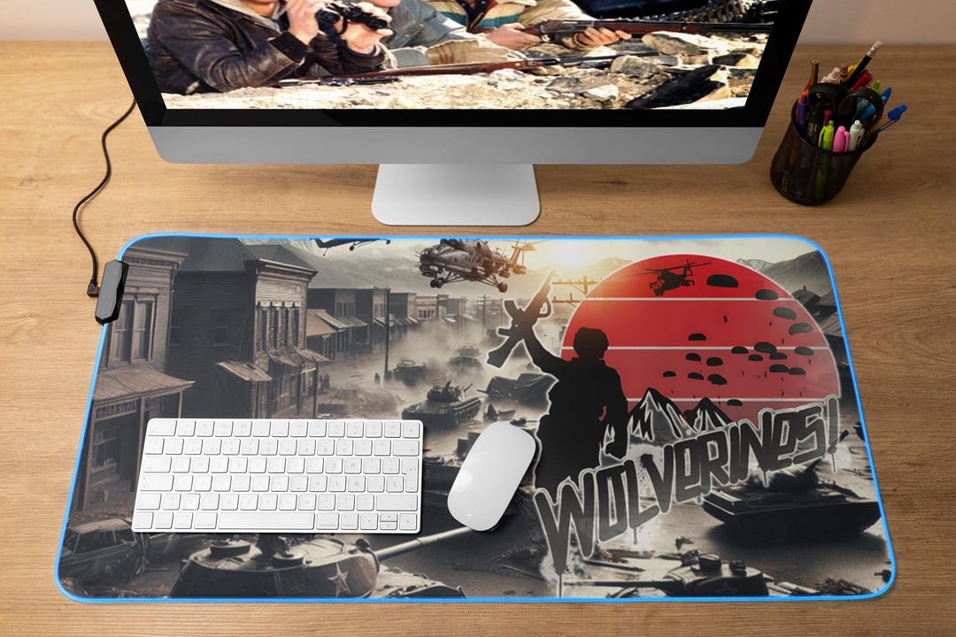 Wolverines 80s Movie RGB LED Mouse Pad: Gaming Desk Mat - Etsy