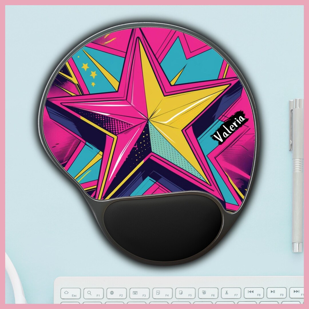 Personalized Star Mouse Pad With Wrist Rest – Ergonomic Desk Accessory ...