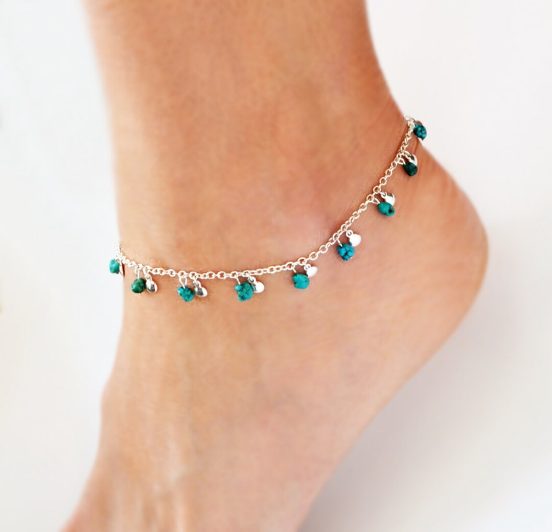 Boho Anklet Turquoise Jewelry Bohemian Ankle Bracelet Beach Anklet ...