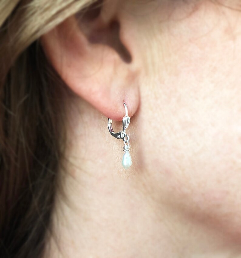 Delicate Earrings Tiny Pearl Earrings Petite Earrings Pearl Dangles ...