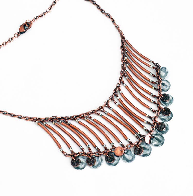 Boho Tribal Necklace Bohemian Necklace Copper Necklace Bib Necklace ...