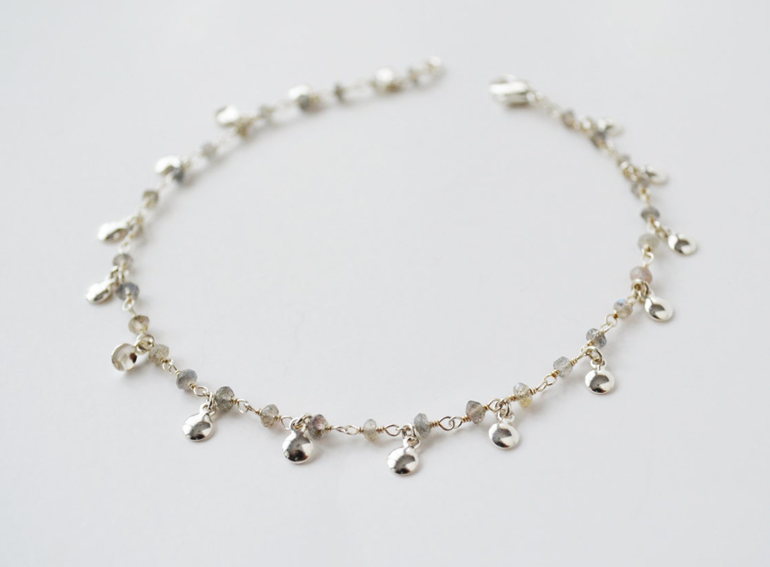 Boho Anklet Boho Silver Ankle Bracelet Labradorite Jewelry Gemstone ...