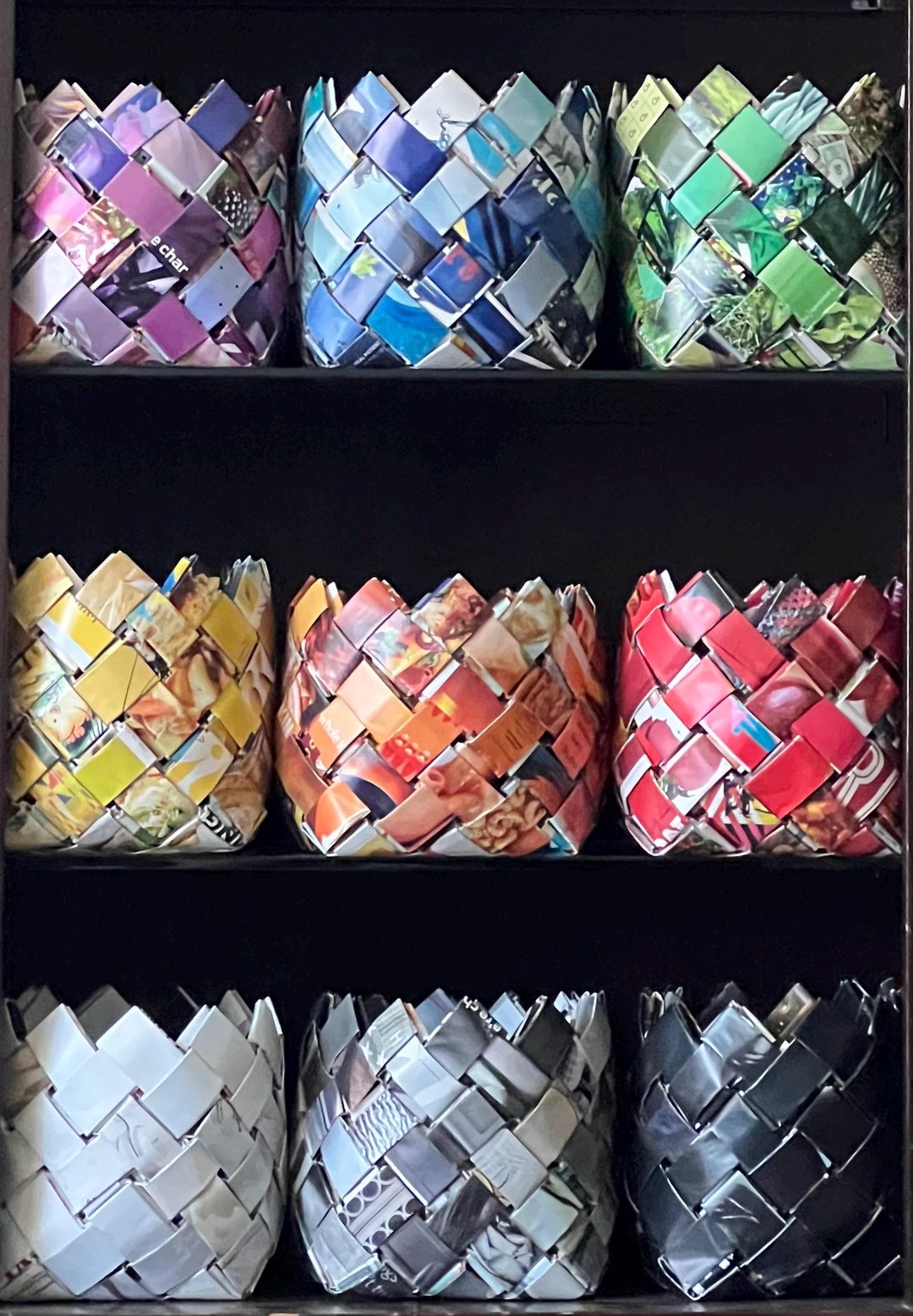 Colorful Recycled Magazine Baskets, Multi Purpose Baskets, Eco Friendly ...