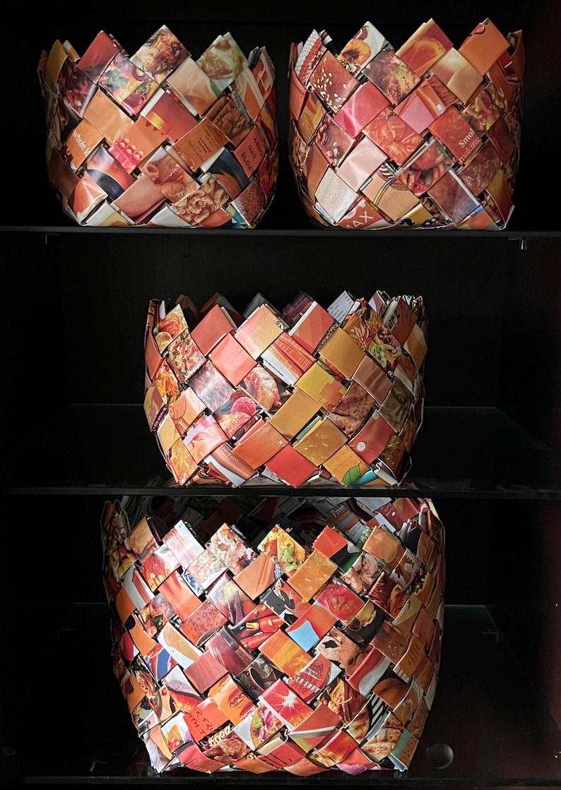 Colorful Recycled Magazine Baskets, Multi Purpose Baskets, Eco Friendly ...