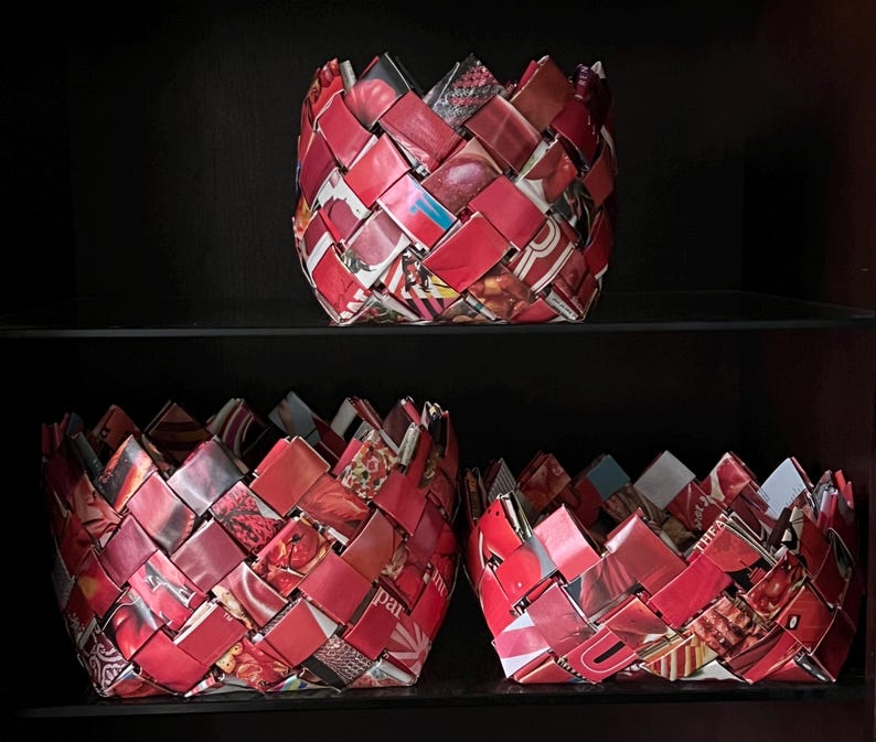 Colorful Recycled Magazine Baskets, Multi Purpose Baskets, Eco Friendly ...