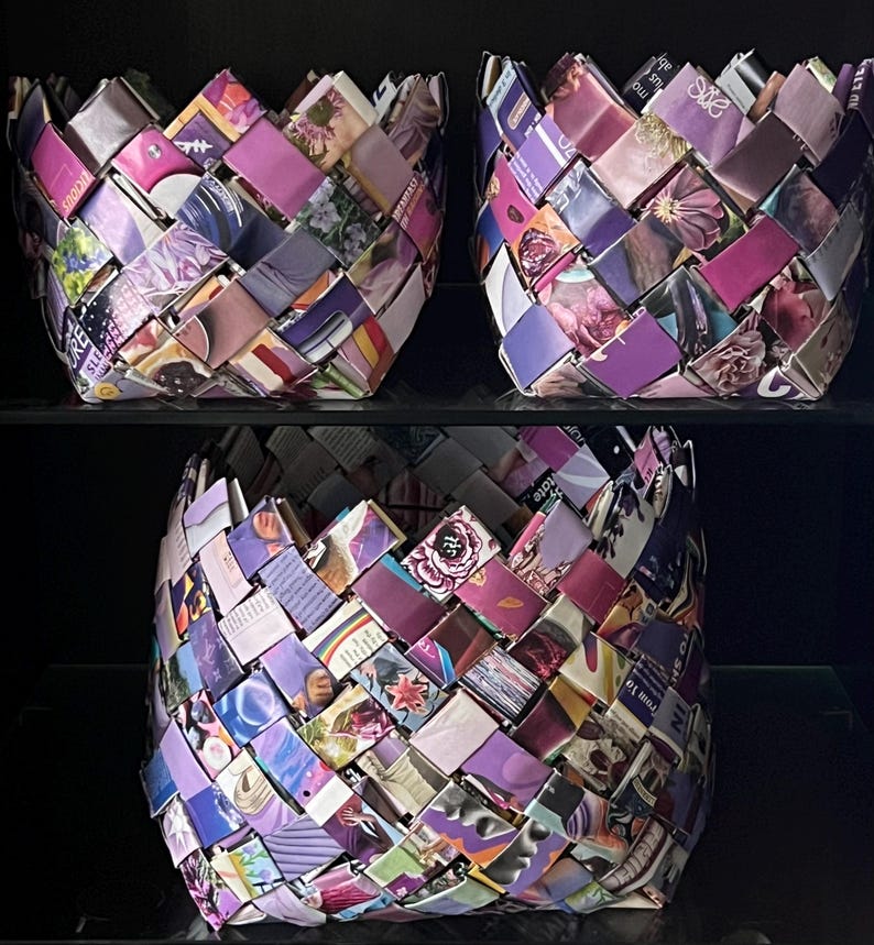 Colorful Recycled Magazine Baskets, Multi Purpose Baskets, Eco Friendly ...