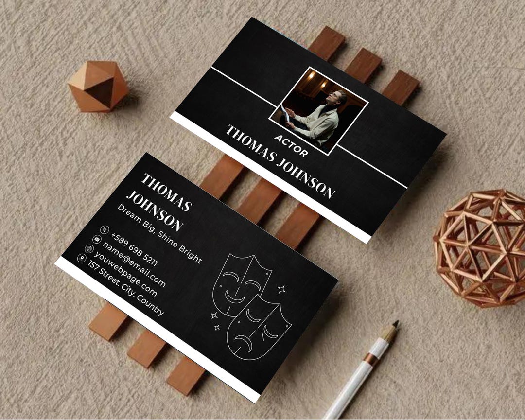 Actor Business Card Canva Business Card Editable Business Card Digital ...