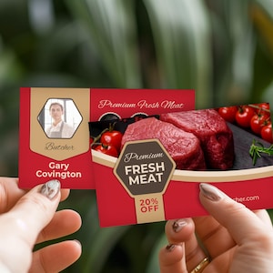Butcher Business Card Template: Customizable Meat Shop Design (canva ...