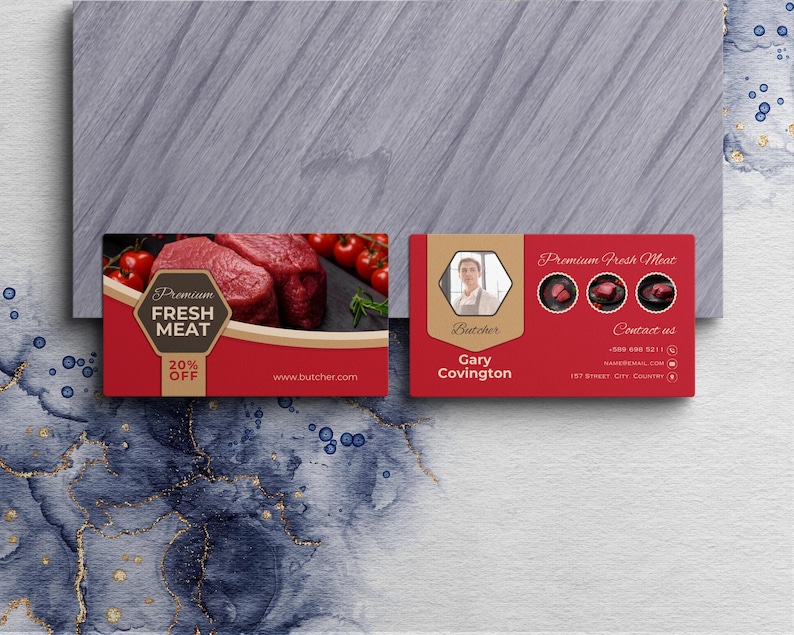 Butcher Business Card Template: Customizable Meat Shop Design (canva ...