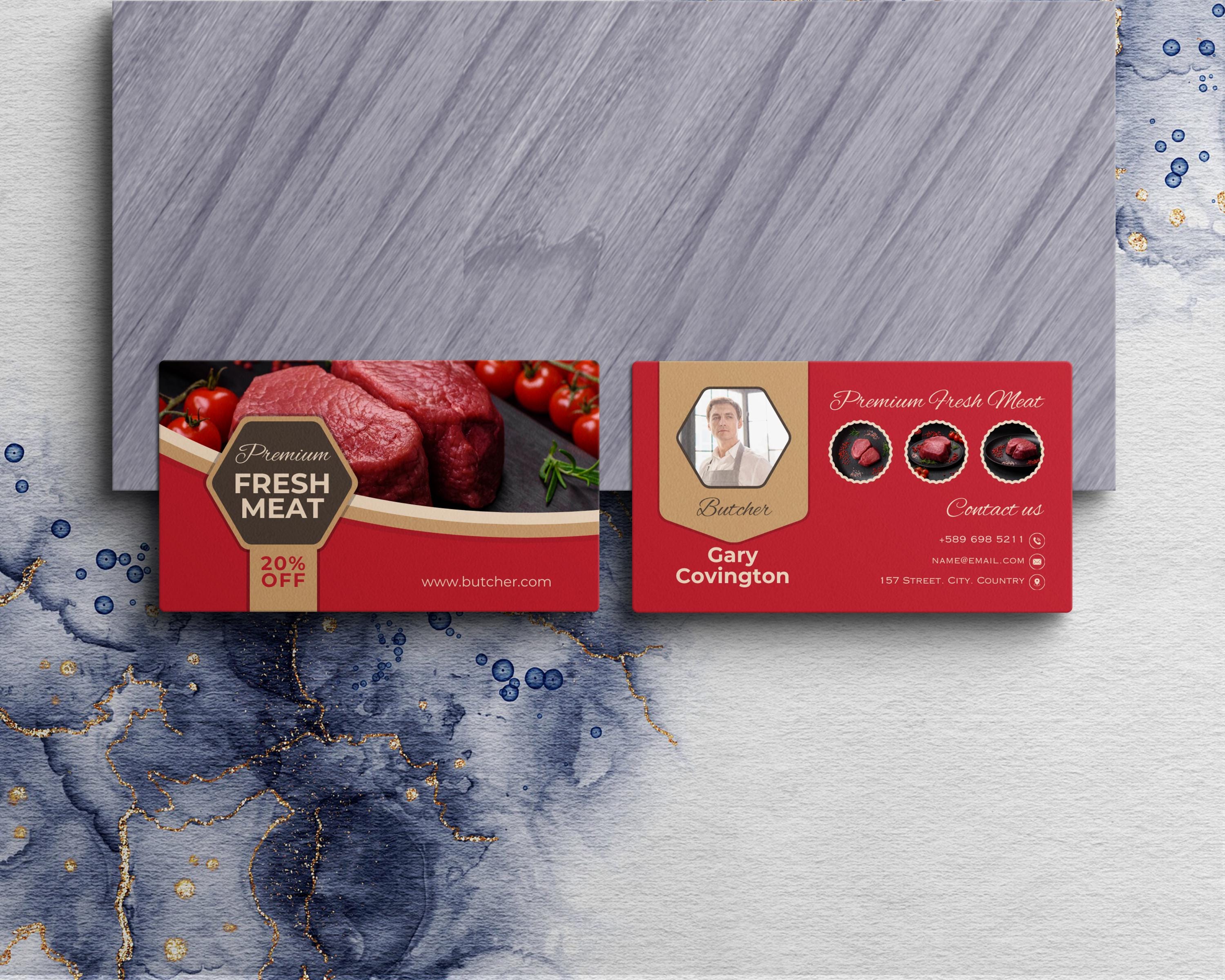Butcher Business Card Template: Customizable Meat Shop Design (canva ...