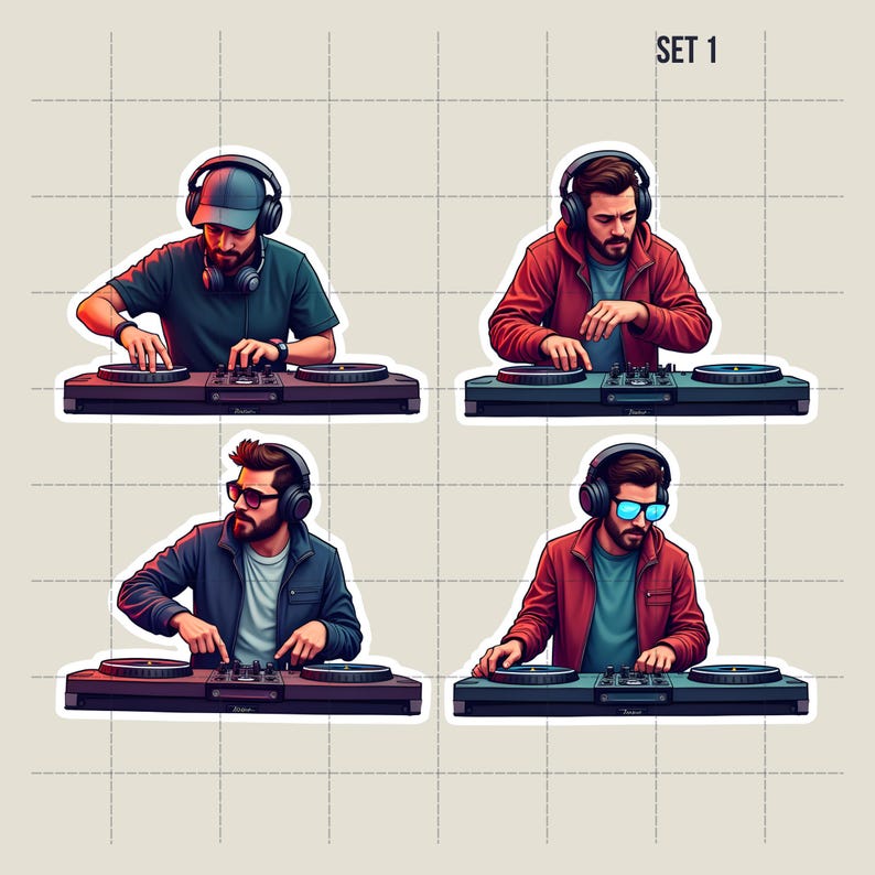DJ Clipart Stickers: Transparent PNG, Scrapbooking & Digital Use - Etsy ...