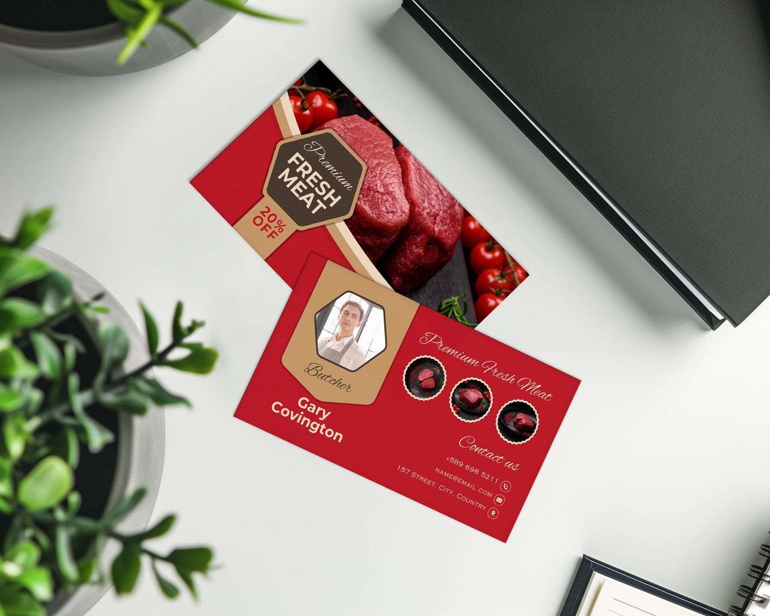 Butcher Business Card Template: Customizable Meat Shop Design (canva ...