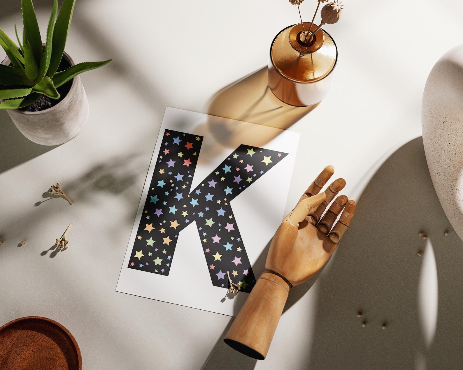 Pastel Rainbow Alphabet Clipart: Star Digital Letters (SVG, Printable ...