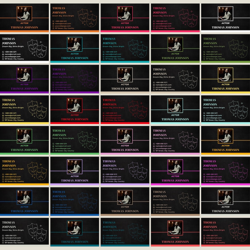 Actor Business Card: Editable Canva Template (digital) - Etsy