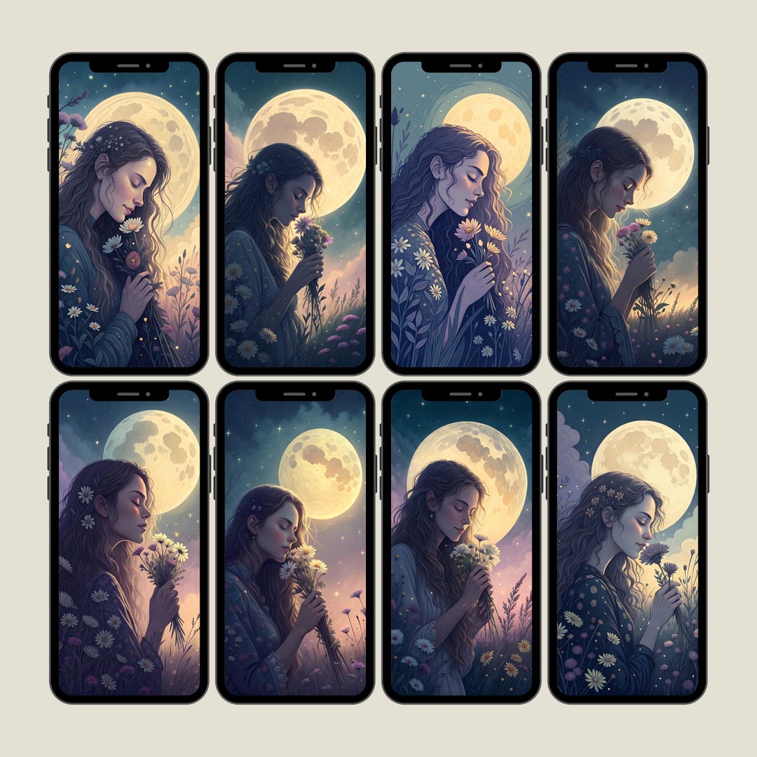 Moon Magic Phone Wallpaper, Celestial Aesthetic Background, Mystic Moon ...