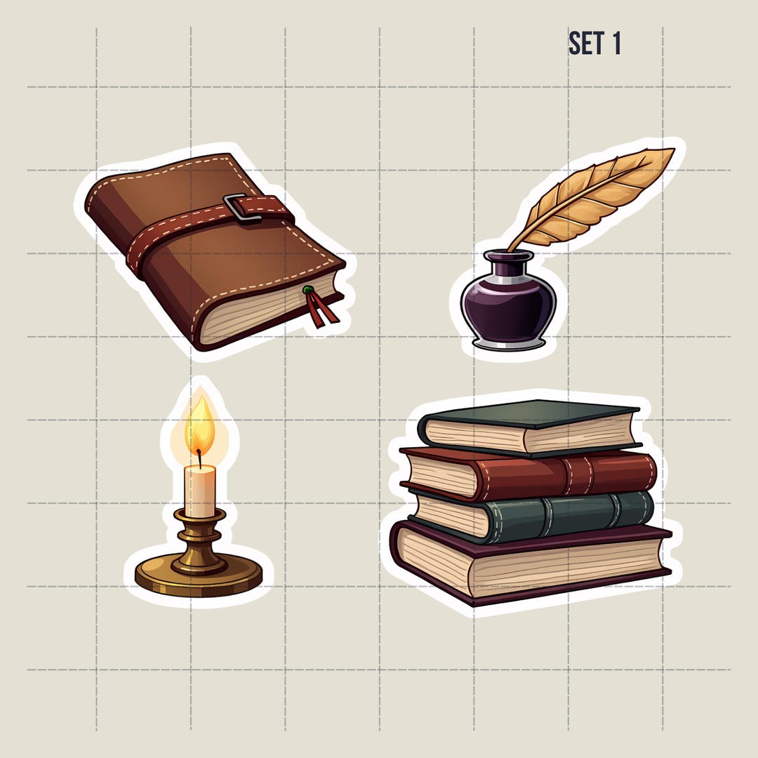 Bookish Clip Art, Bookish Stickers, Printable Clipart for Scrapbooking ...