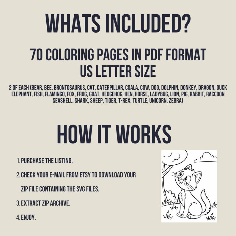 70 Animal Coloring Pages for Kids, Printable Zoo & Wild Animals (PDF ...