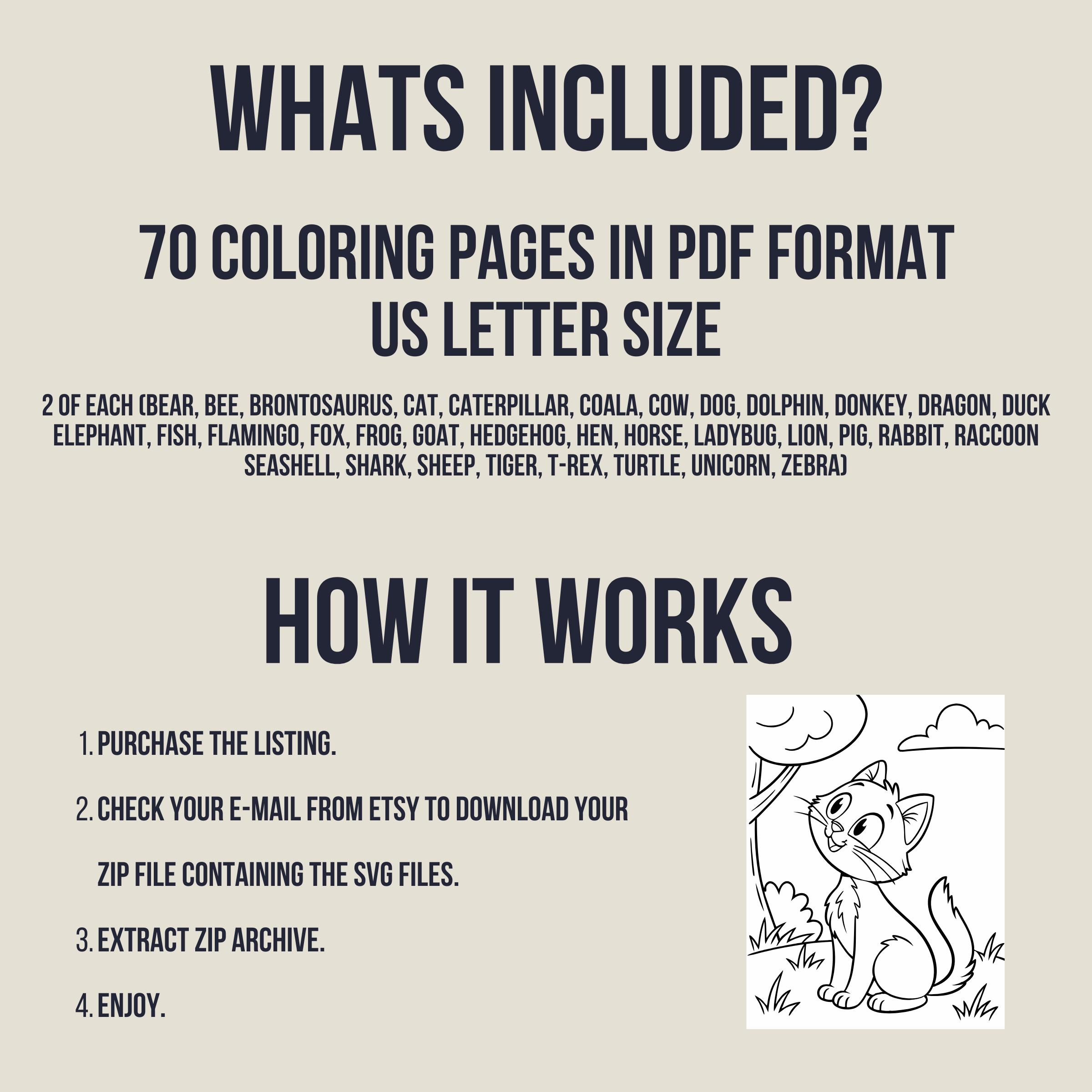 70 Animal Coloring Pages for Kids, Printable Zoo & Wild Animals (PDF ...