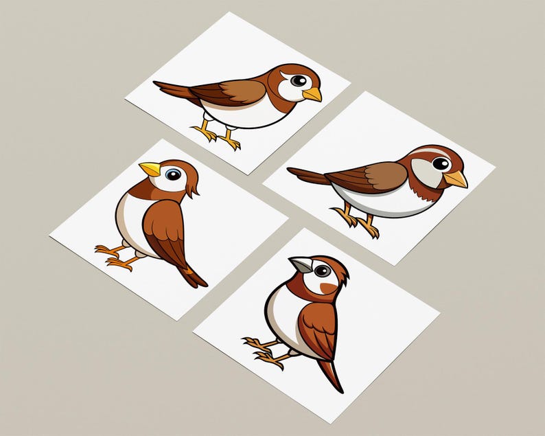 16 Cute Sparrow Clip Art SVG Files, Cliparts for Invitations, Stickers, Digital Crafts ...