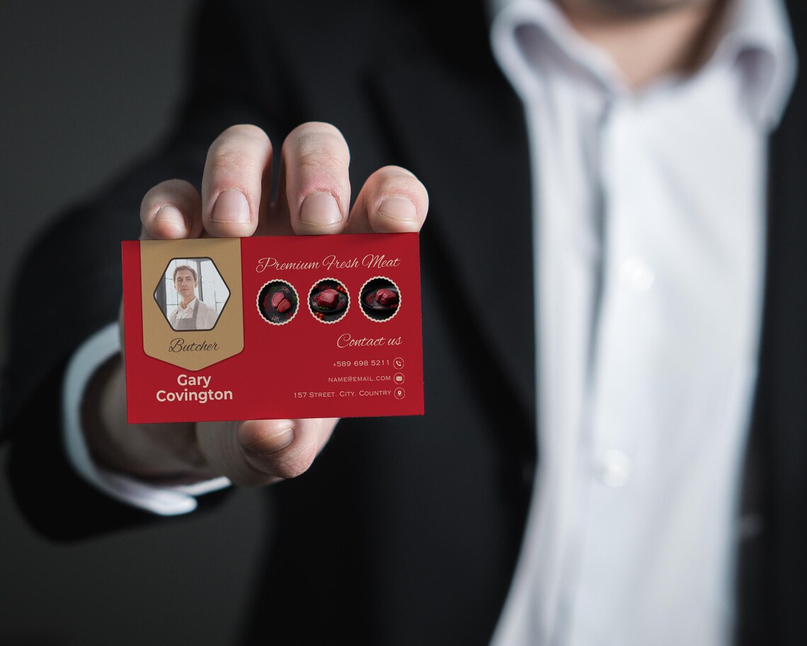 Butcher Business Card Template: Customizable Meat Shop Design (canva ...