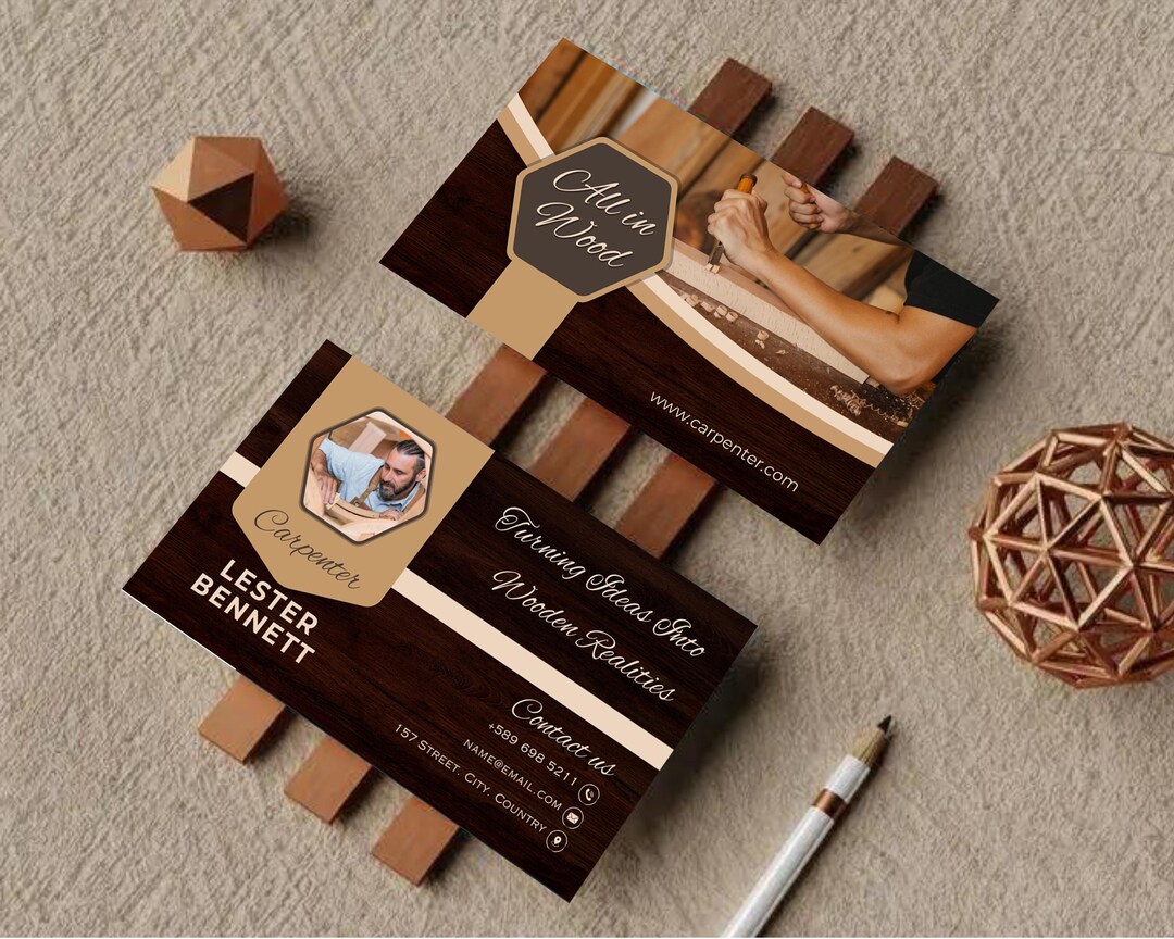 Woodworker Business Card Template: Customizable Canva Design (digital ...