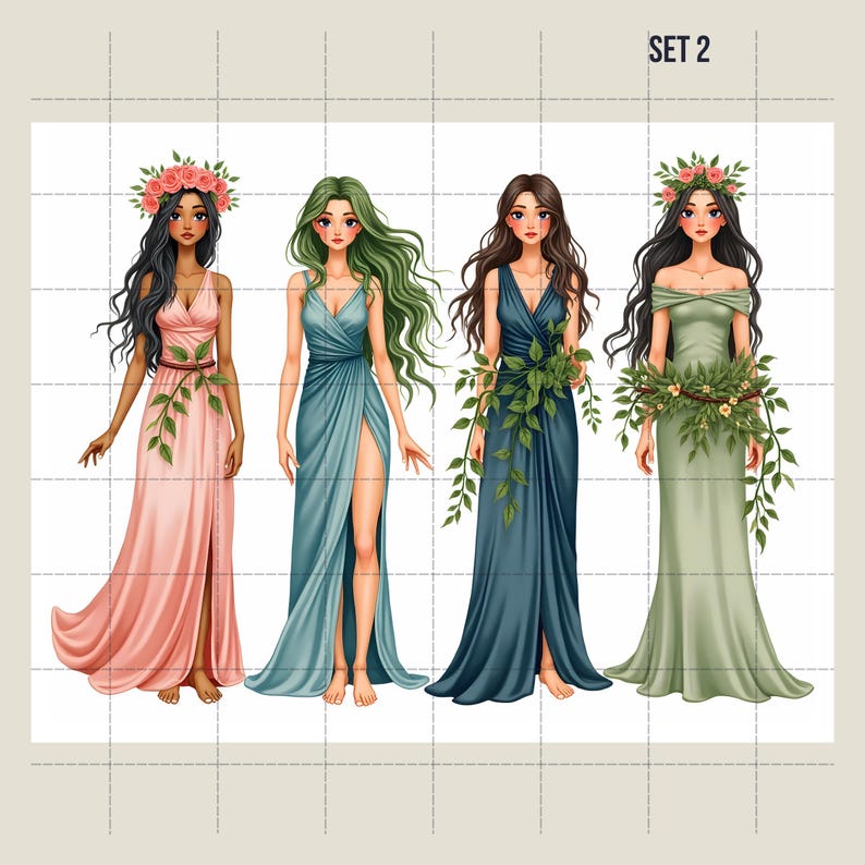 Watercolor Goddess Clipart Bundle: Mythical PNG Illustrations (digital ...