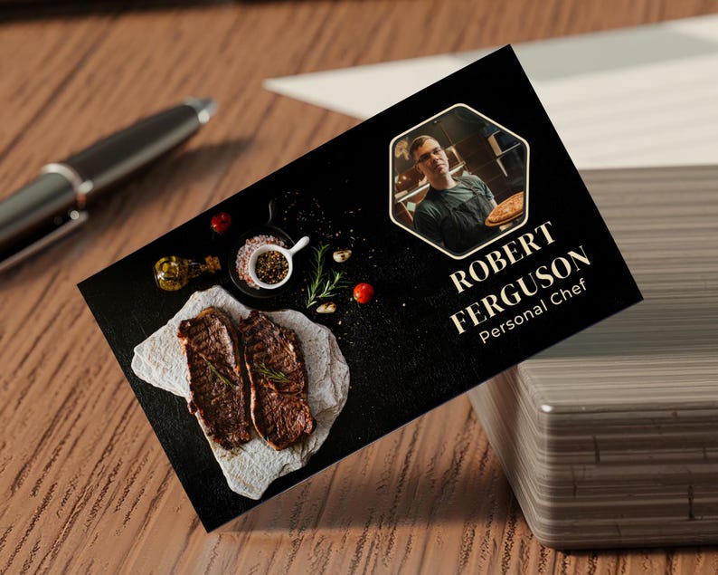 Editable Chef Business Card Template: Modern Canva Design (digital ...