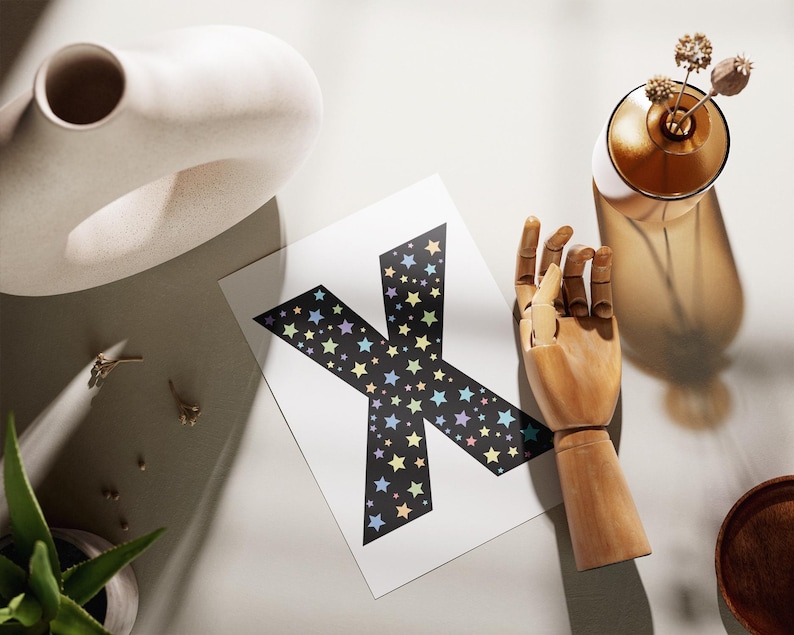 Pastel Rainbow Alphabet Clipart: Star Digital Letters (SVG, Printable ...