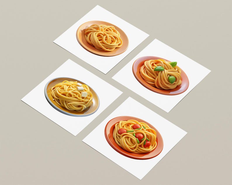 Spaghetti 3D Clip Art: Realistic PNG Files for Crafts (digital Download ...