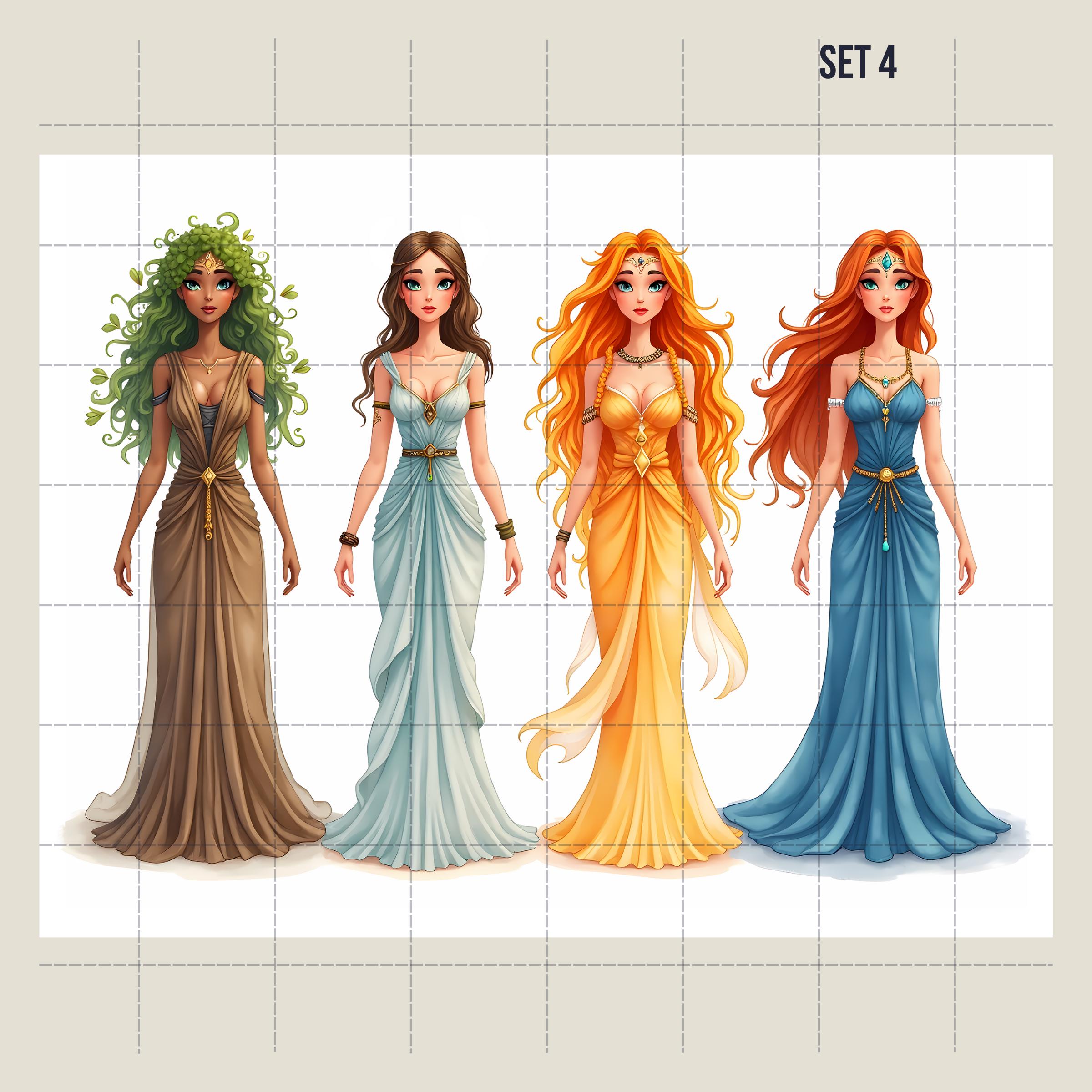 Watercolor Goddess Clipart Bundle: Mythical PNG Illustrations (digital ...