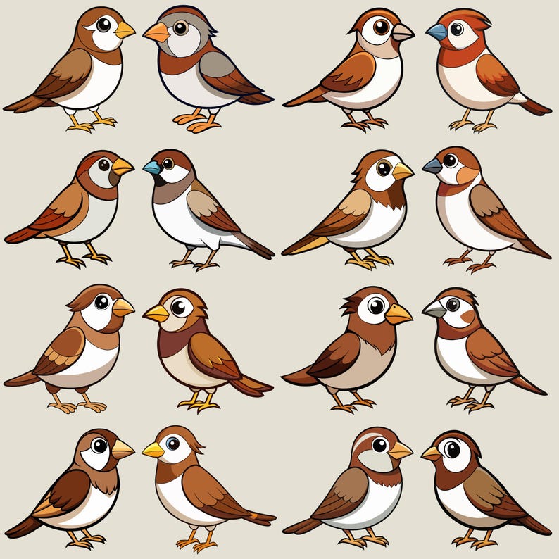 Sparrow Clip Art, SVG Files for Crafts (digital Download - Etsy