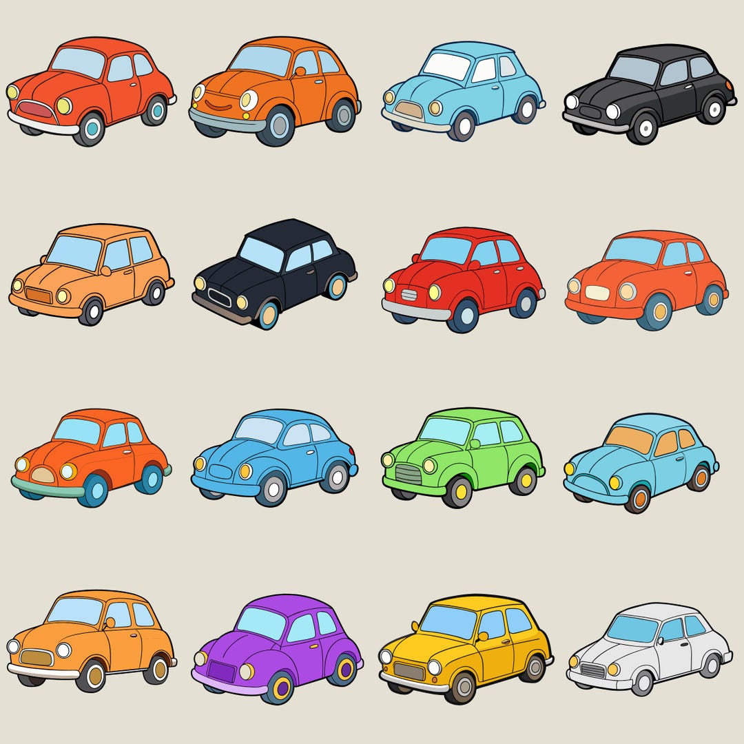 16 Cute Car Clip Art SVG Files, Cliparts for Invitations, Stickers ...