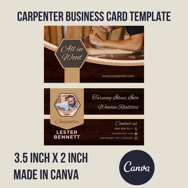 Carpenter Business Card Template | Professional Design, Customizable ...