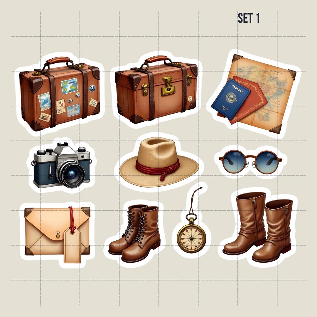 Travel Clip Art Stickers: PNG Planner Graphics (digital Download) - Etsy