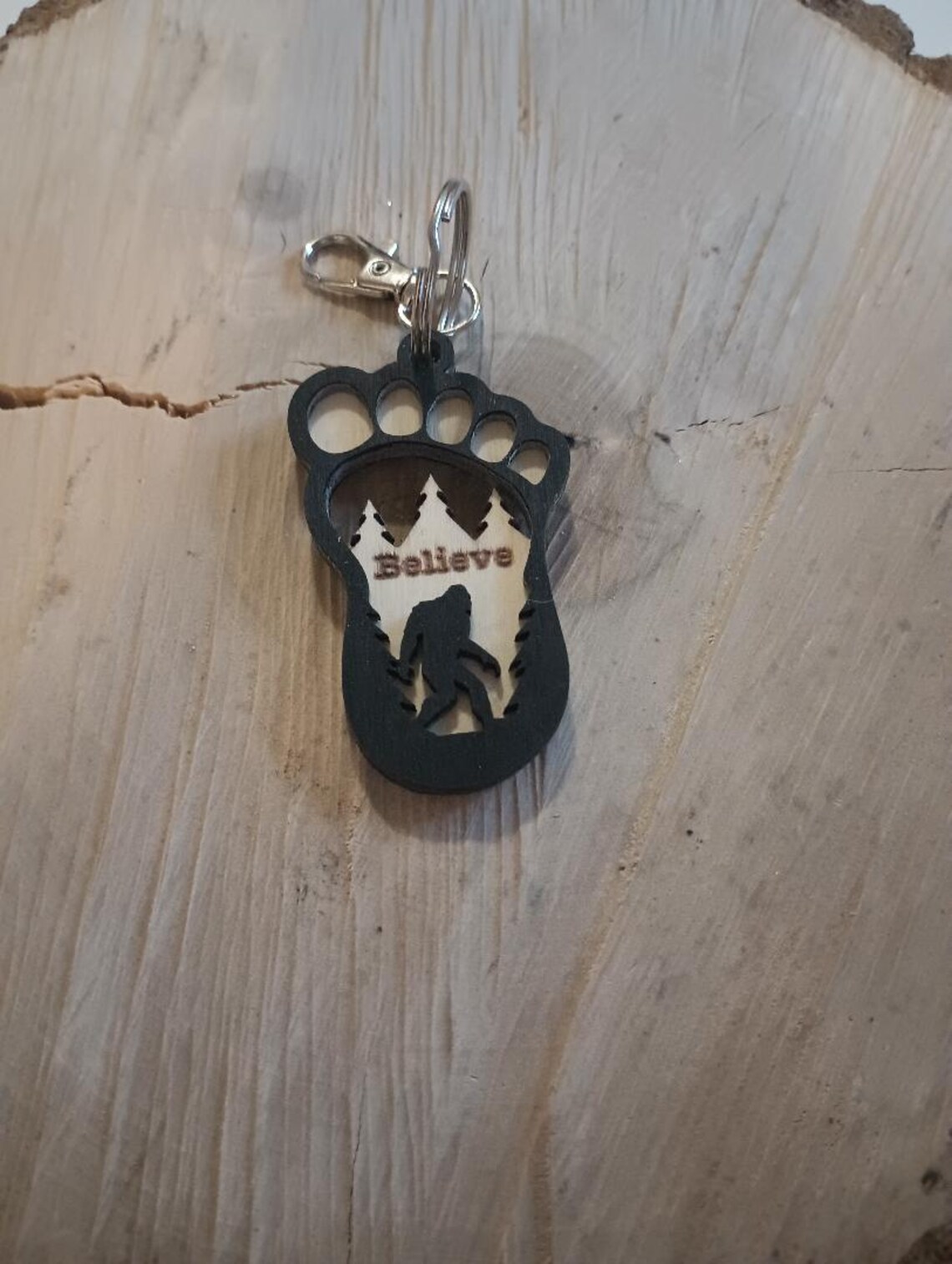 Bigfoot, Sasquatch, and Cryptid Layered Keychains Made From Wood. - Etsy