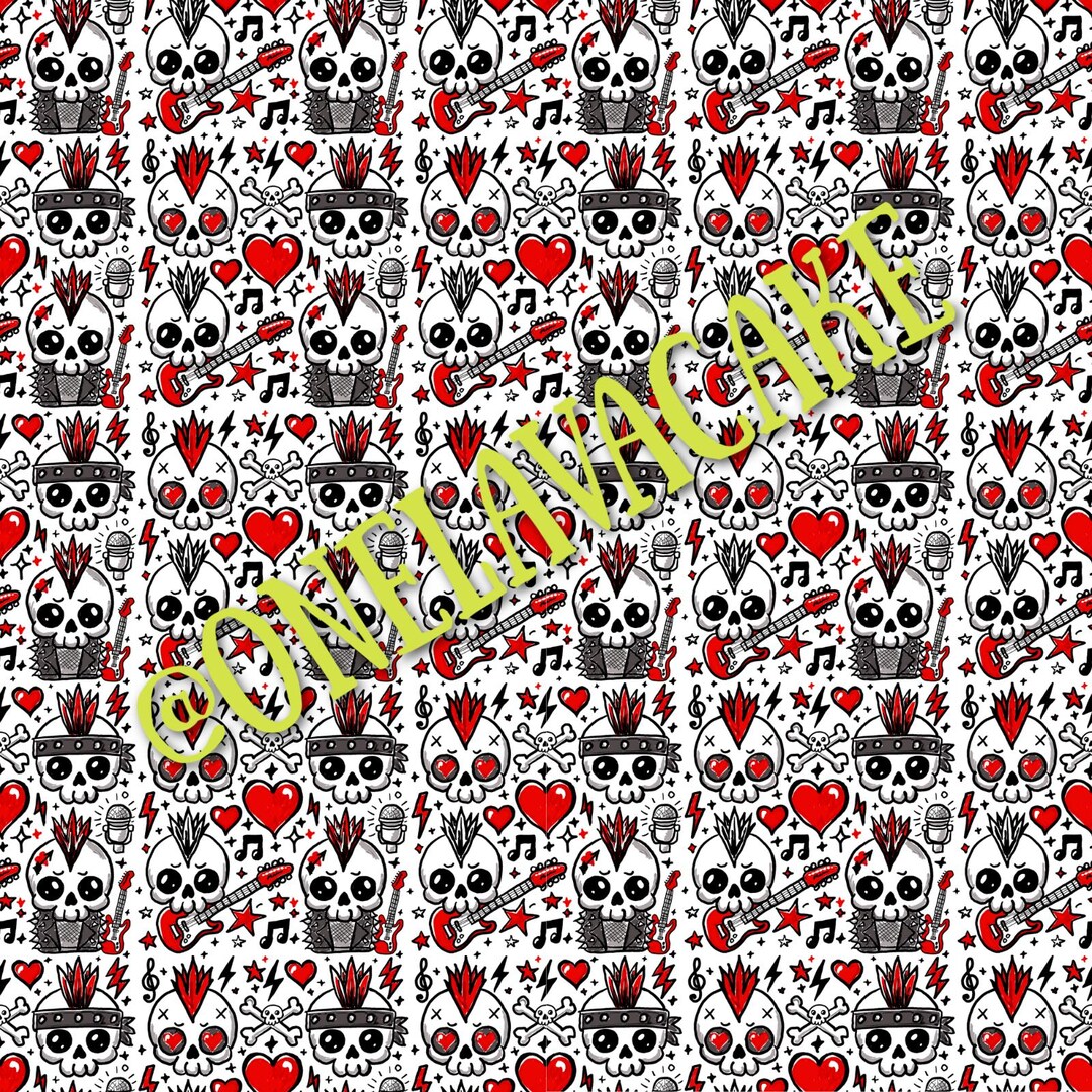 12x12 Digital Seamless Art Design With a Badass Rock and Roll Style - Etsy