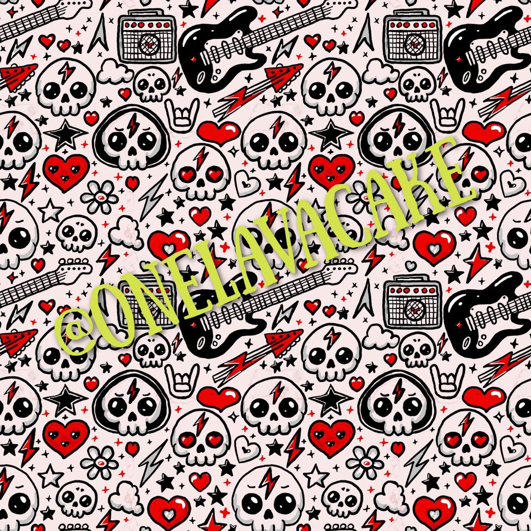 12x12 Digital Seamless Art Design With a Badass Rock and Roll Style - Etsy