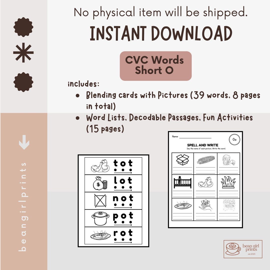 CVC Words, Phonics Activity, Blending CVC Words, Phoneme Blending, CVC ...