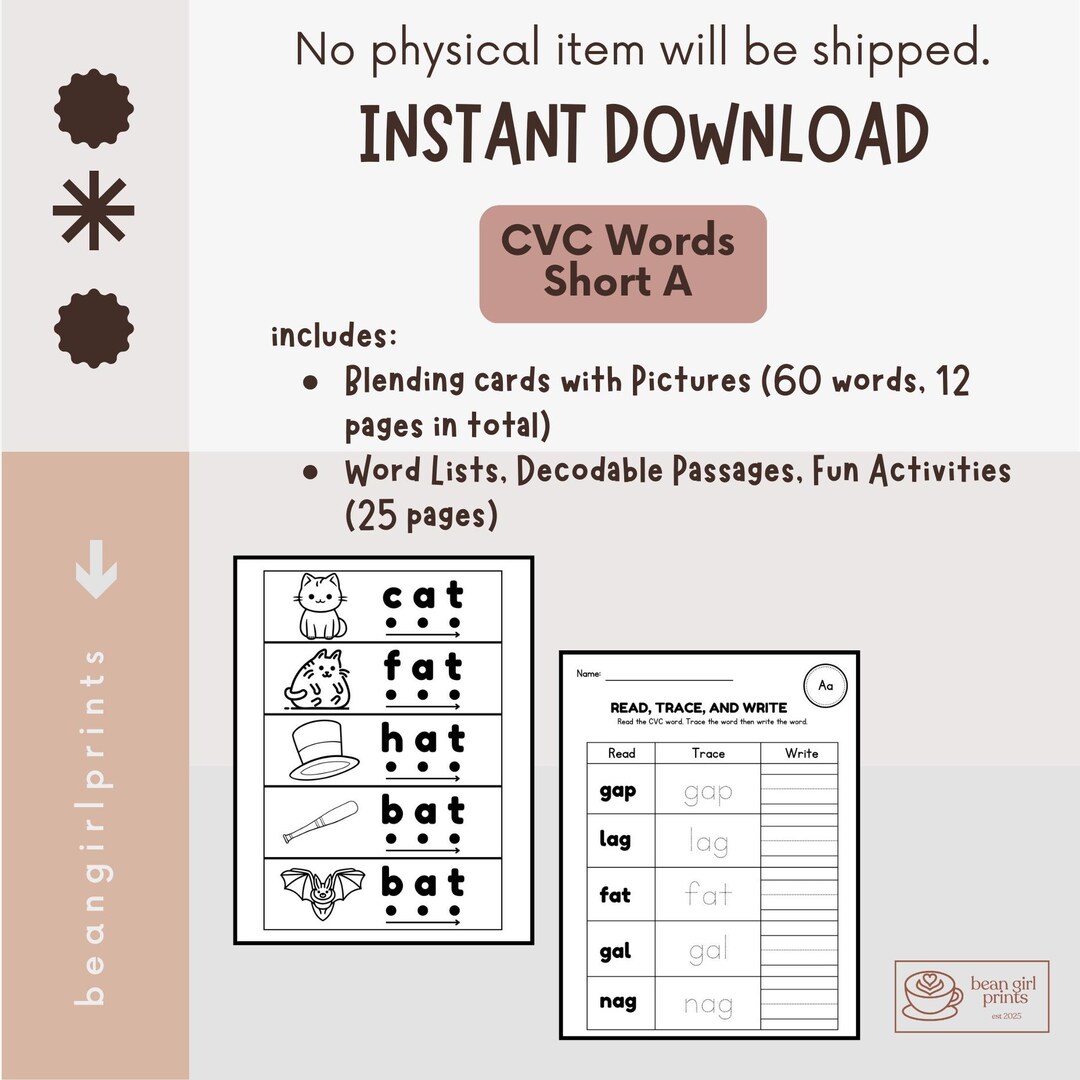 CVC Words, Phonics Activity, Blending CVC Words, Phoneme Blending, CVC ...