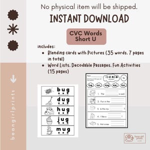 CVC Words, Phonics Activity, Blending CVC Words, Phoneme Blending, CVC ...