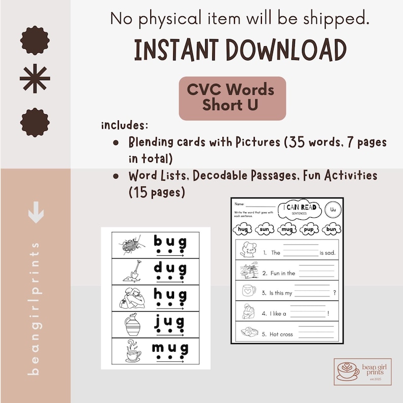 CVC Words, Phonics Activity, Blending CVC Words, Phoneme Blending, CVC ...