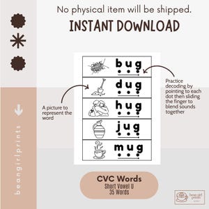 CVC Words, Phonics Activity, Blending CVC Words, Phoneme Blending, CVC ...