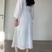 White Boho Midi Dress – Cotton Linen Dress With Lace Detail–long Sleeve ...