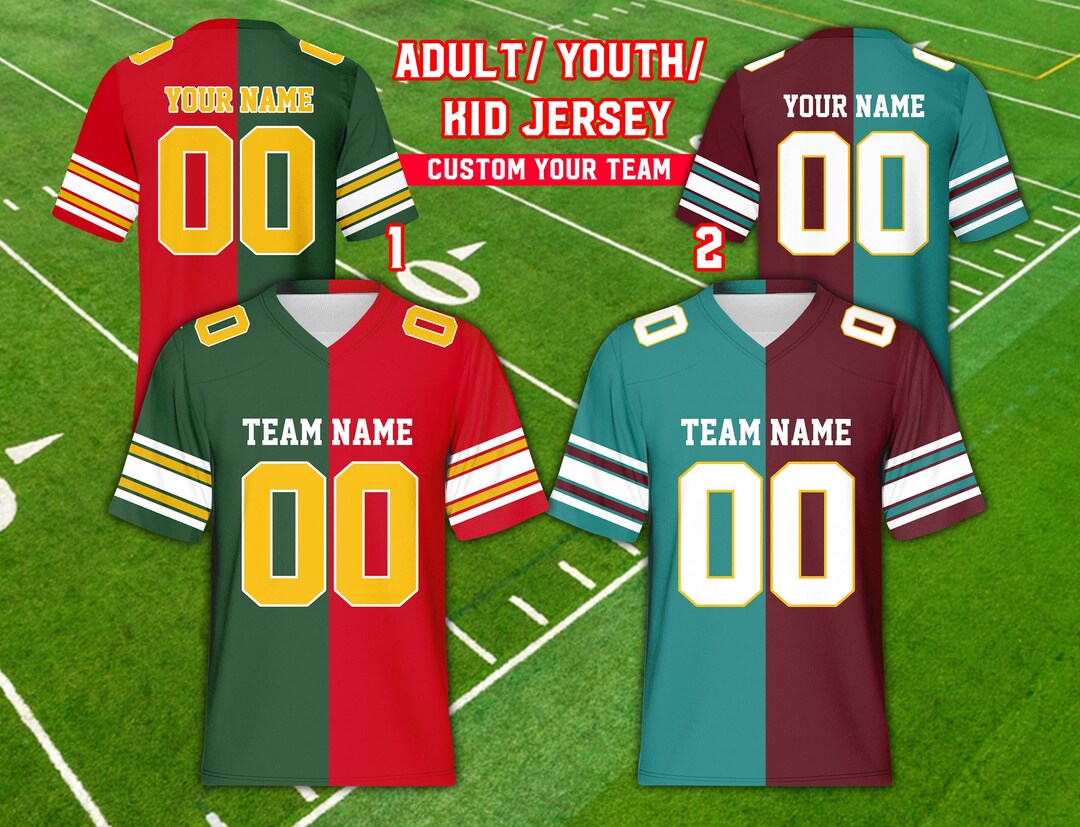 Custom Two Football Team Jersey, Personalized Split Football Jersey ...