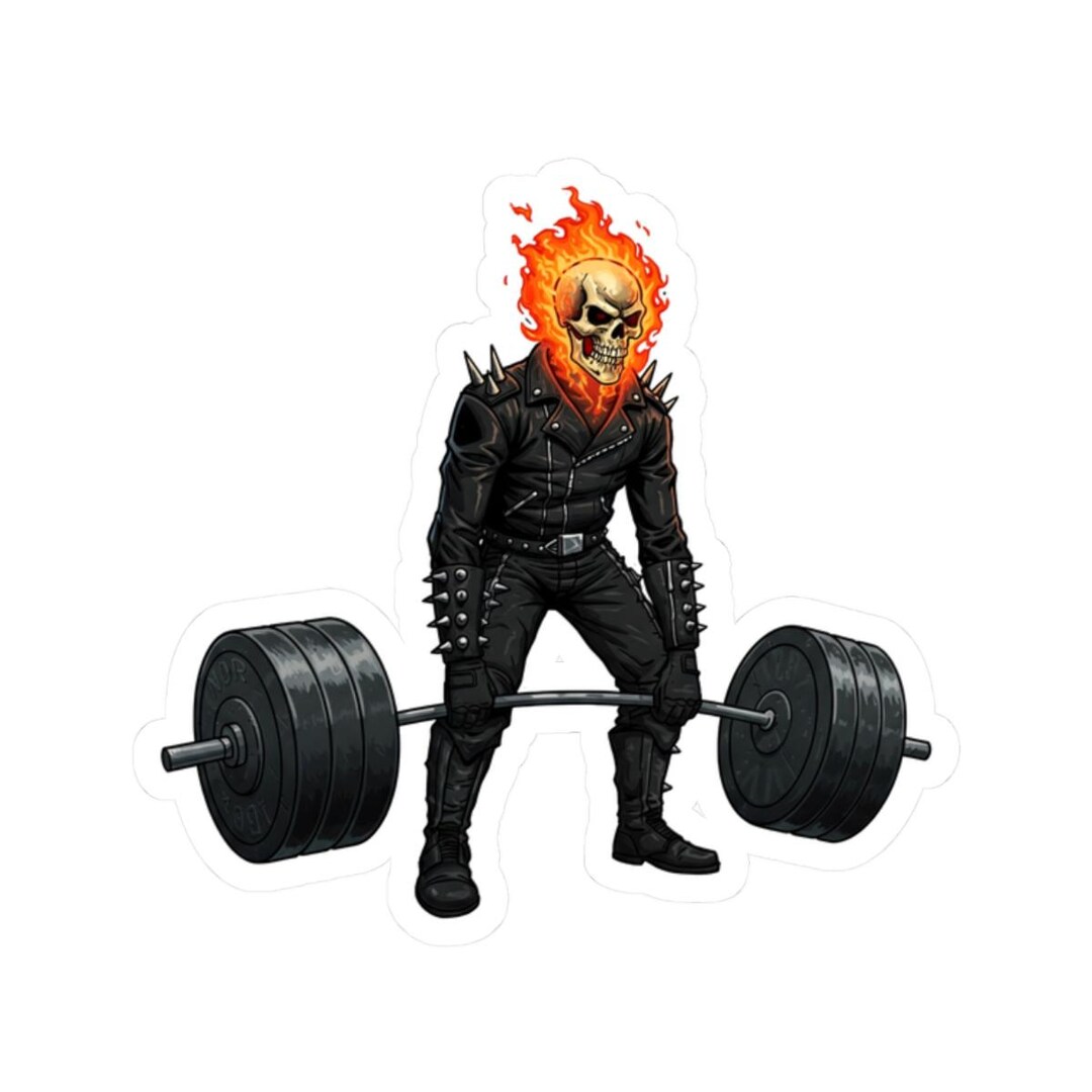 Funny Gym Ghost Rider Deadlift Kiss-cut Stickers, Workout Decal ...