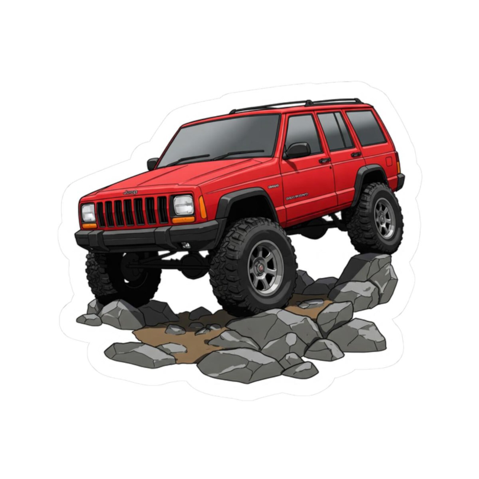 Rock Crawling Cars Jeep Cherokee Xj Cool Sticker, Kiss-cut Stickers for ...