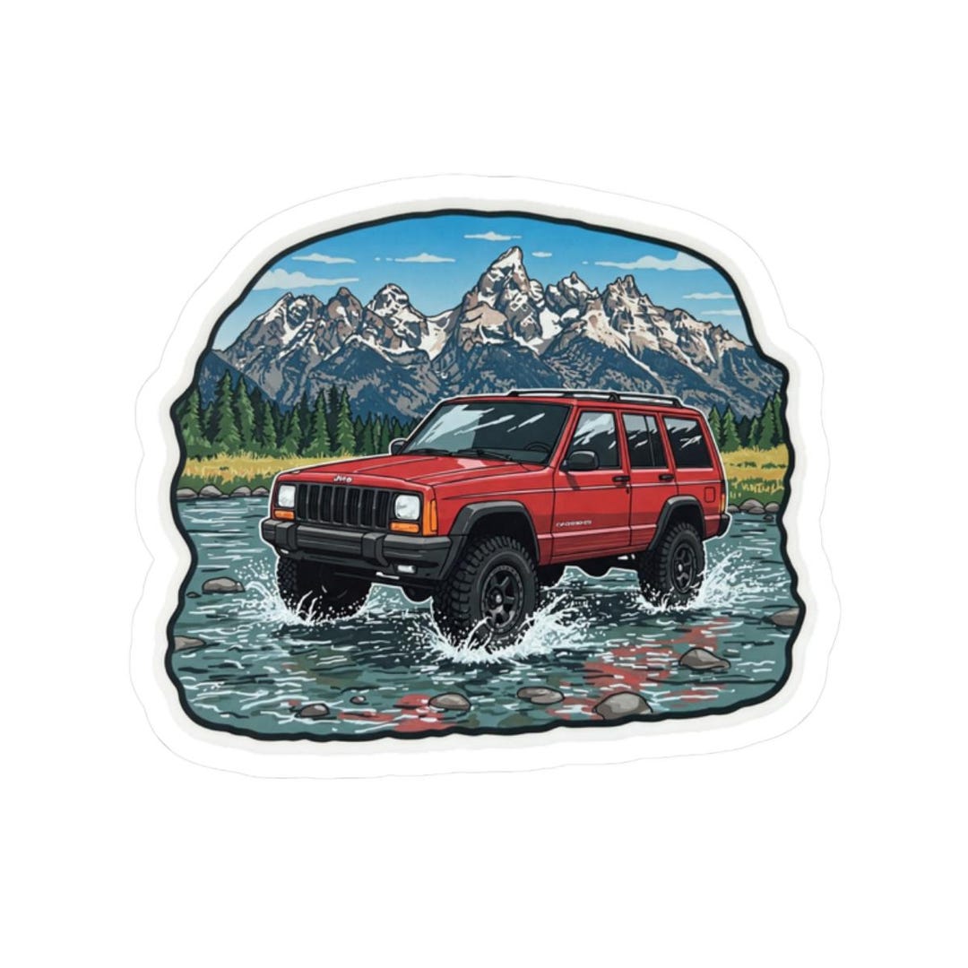 Jeep Cherokee Xj Red Cool Sticker, Stickers for Car Enthusiasts ...