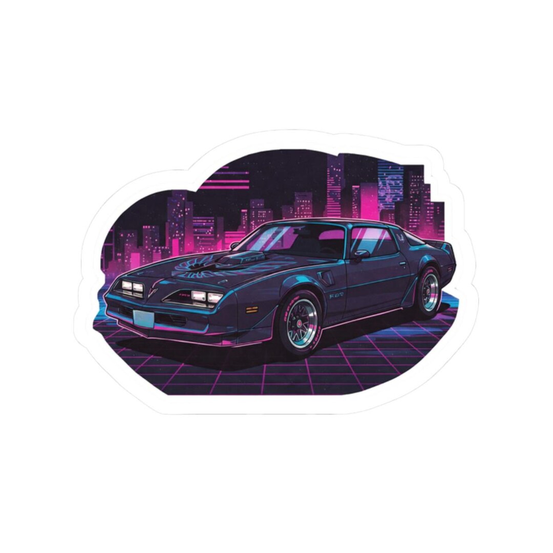 Retro Pontiac Firebird Cyberpunk Sticker, Water Bottle Laptop Decal ...
